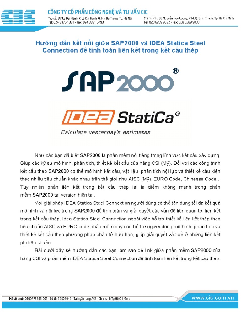 Link SAP2000 Va IDEA Statica Steel Connection PDF | PDF