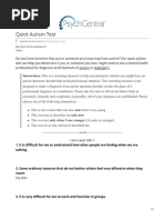 AQ Scoring Key | PDF | Autism | Behavioural Sciences