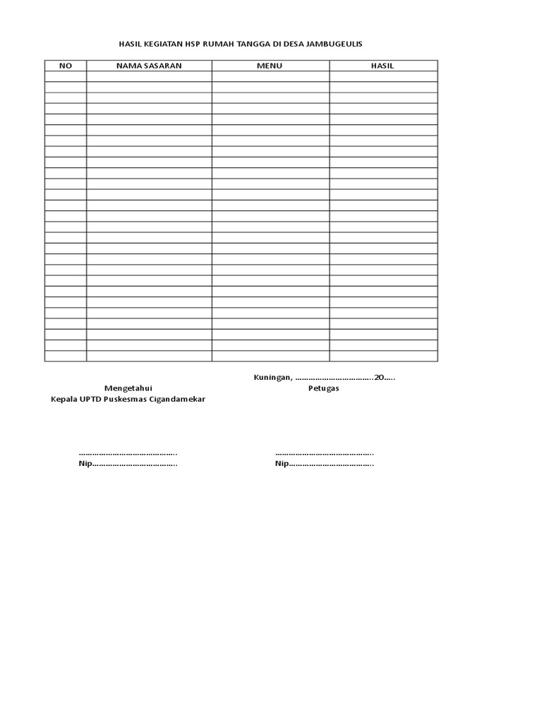 Format Lap - HSP RUMAH TANGGA | PDF