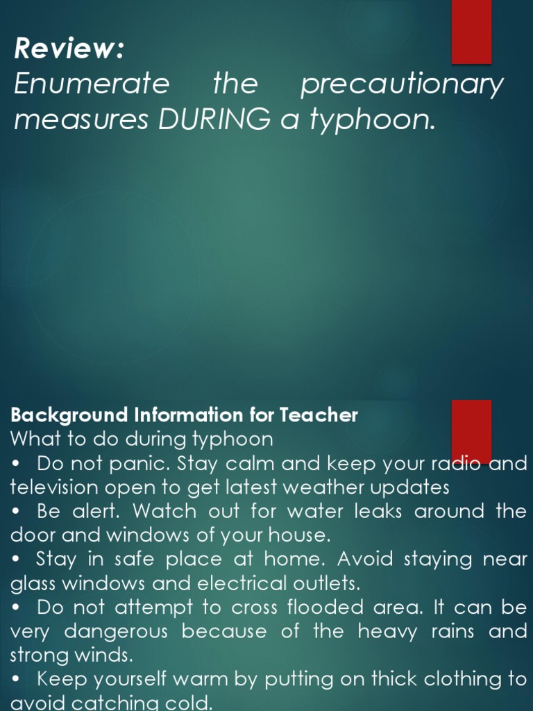 Typhoon Safety Guide for Teachers | PDF | Infographics | Tropical Cyclones