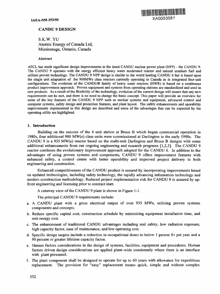 Candu 9 Design | PDF | Nuclear Fuel | Nuclear Reactor