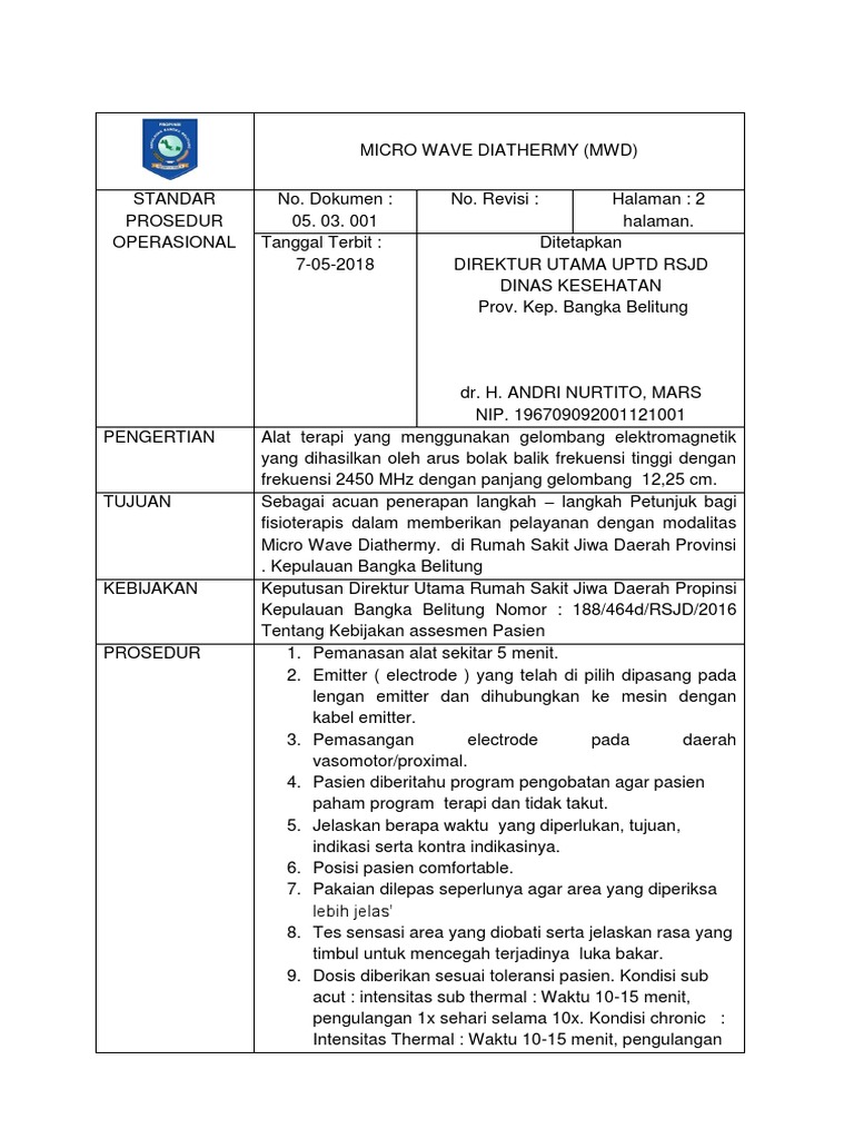 Sop Modalitas Fisioterapi | PDF