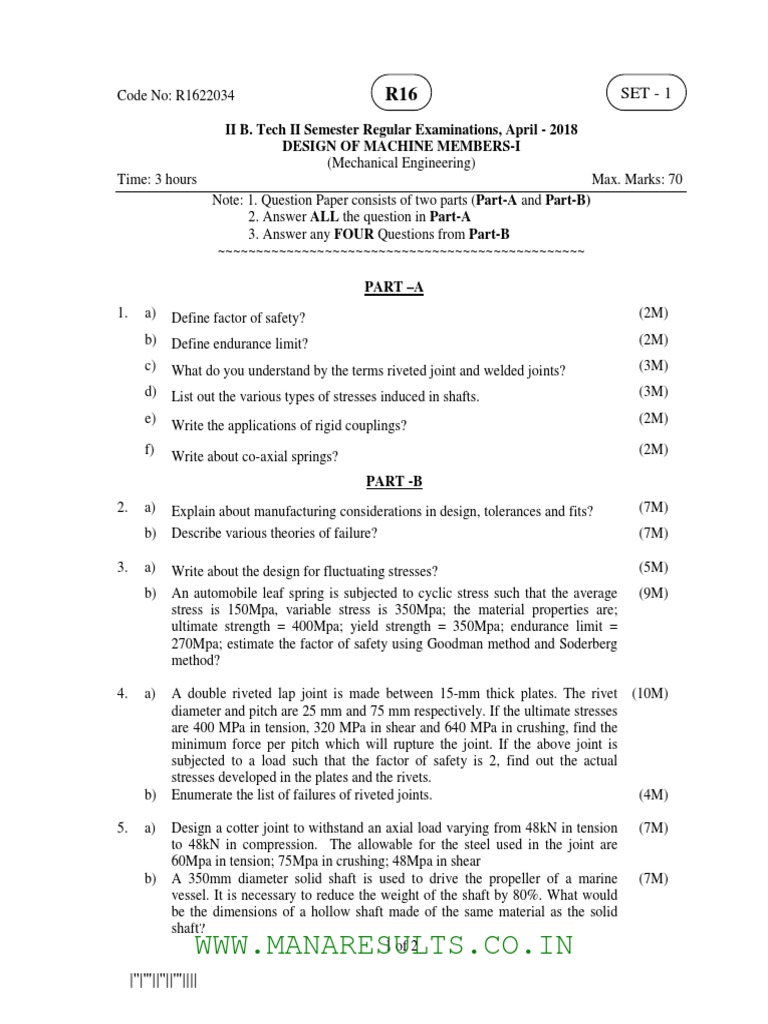 Design of Machine Members I - r16 - 1 1 | PDF | Strength Of Materials ...