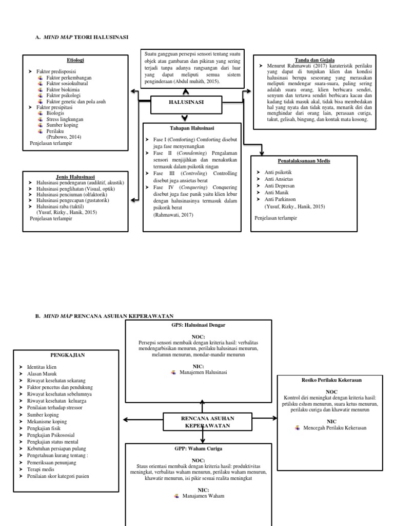 Mind Map Teori Halusinasi dan Penatalaksanaan | PDF