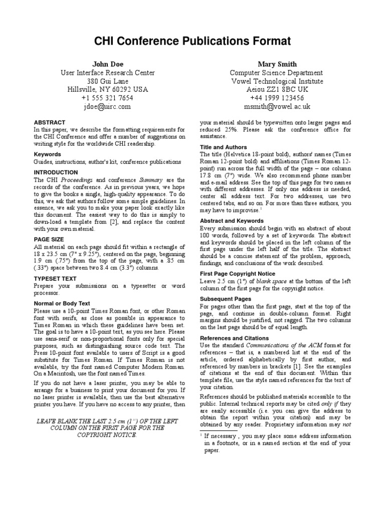 ACM Format | PDF | Typefaces | Times New Roman