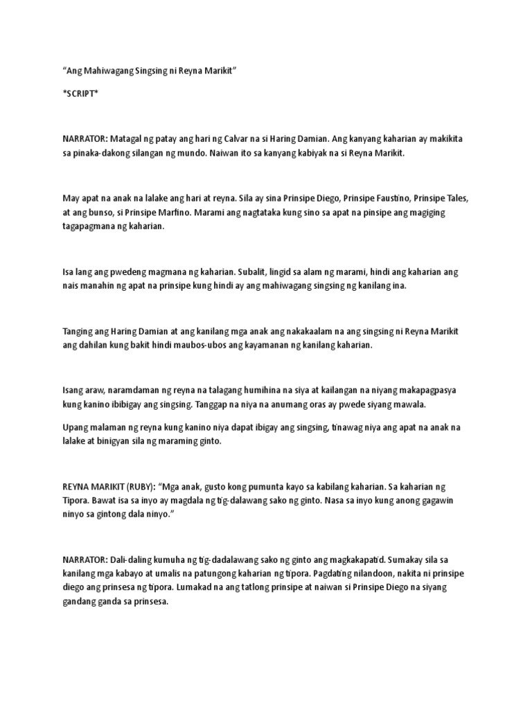 Ang Mahiwagang Singsing Ni Reyna Marikit | PDF