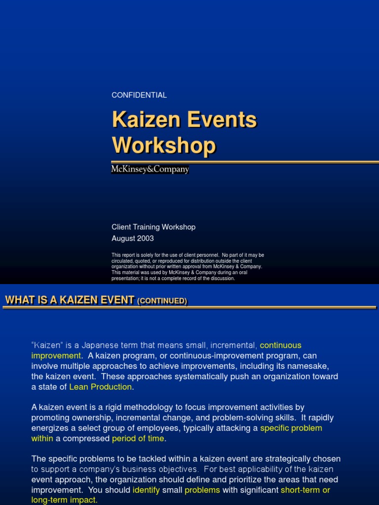 Kaizen Event Workshop Aug.03 | PDF | Performance Management | Time