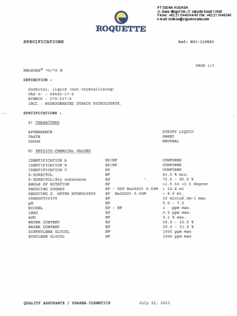 Neosorb Products at PT Signa Husada | PDF
