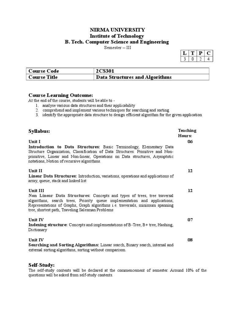 2cs301 Data Structure And Algorithms Pdf Data Structure Algorithms