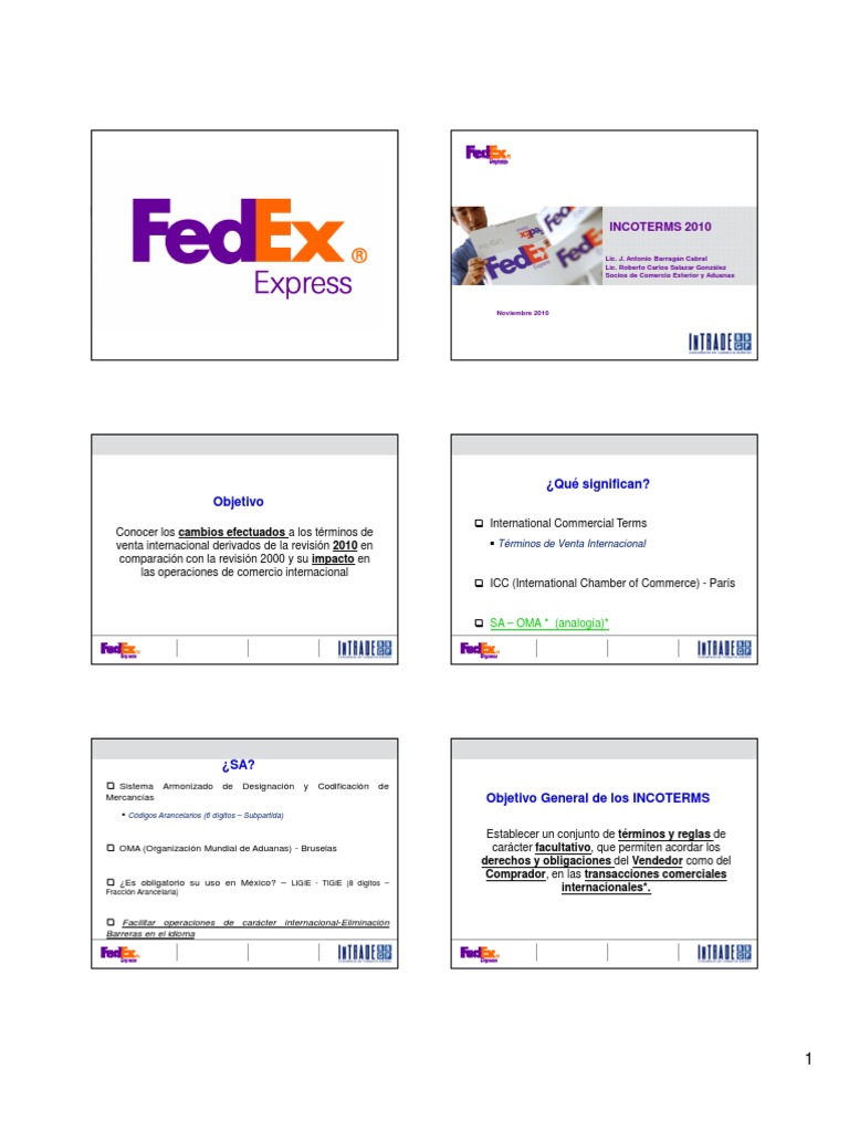Incoterms - Fedex 2010 | PDF | Comercio | Negocios Internacionales