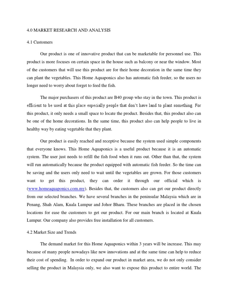 Market Research and Analysis | PDF | Competition | Aquaponics