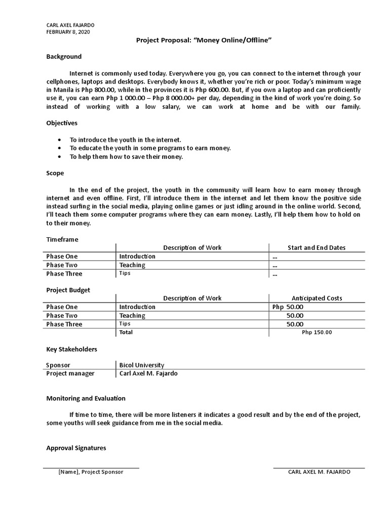 Project Proposal Draft | PDF | Online And Offline | Internet