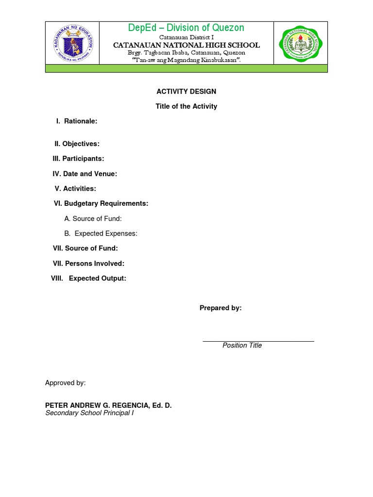 Activity Design Format | PDF