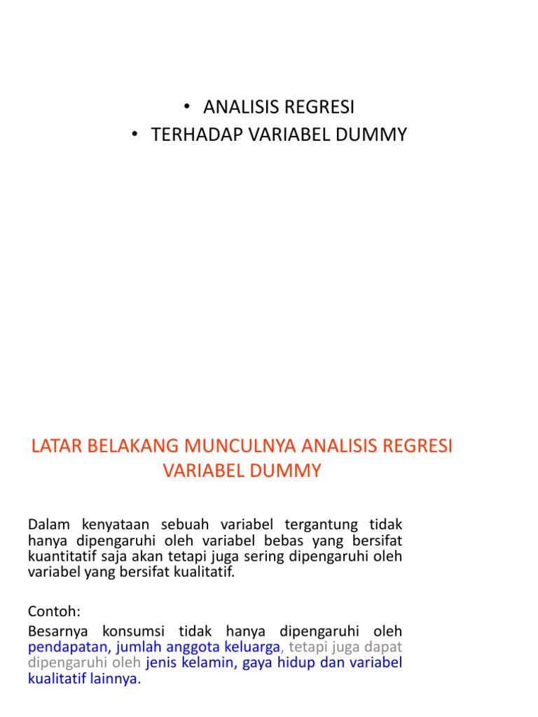 Analisis Regresi Variabel Dummy | PDF