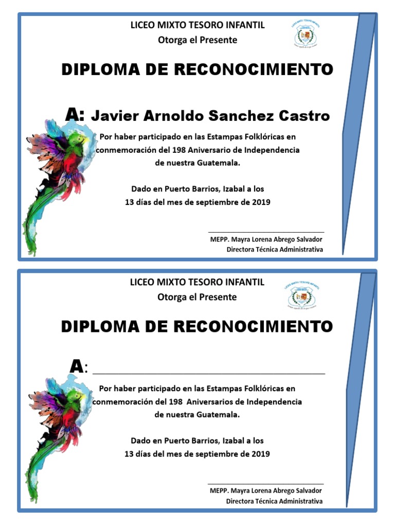 Diploma de Reconocimiento Guatemala | PDF