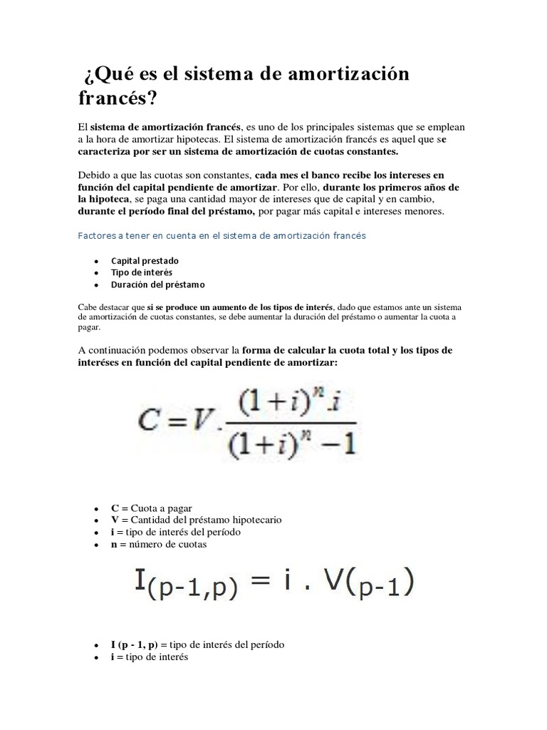 Sistema de Amortizacion Frances | PDF