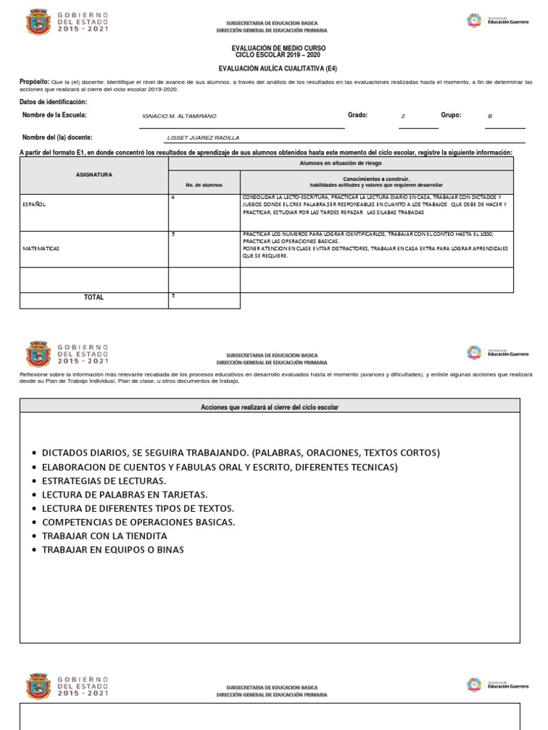 Eval-Aulica - Docente - (E4) (1) 2B | PDF | Evaluación | Ciencia cognitiva