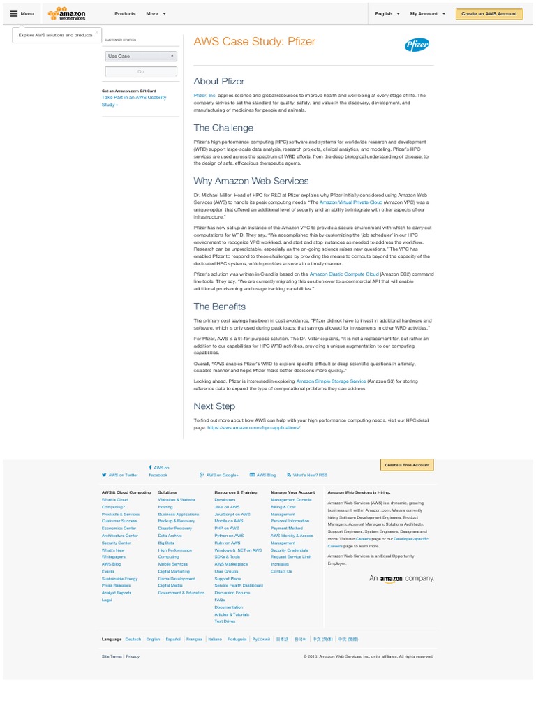 IoT ONE - Amazon - AWS Case Study Pfizer - Case Study - c18 | PDF ...
