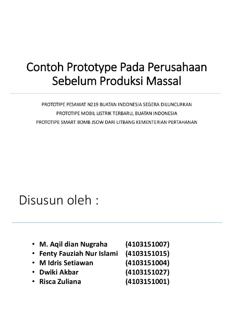Contoh Prototype Pada Perusahaan Sebelum Produksi Massal | PDF