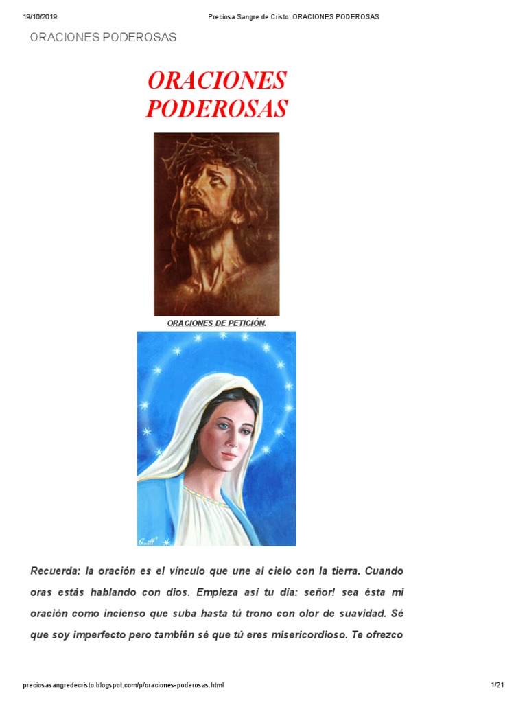 Preciosa Sangre de Cristo - ORACIONES PODEROSAS | PDF | Oración | María, madre de Jesús