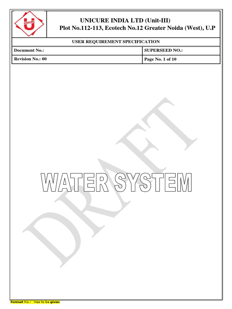 URS For Water | PDF | Building Engineering | Manufactured Goods