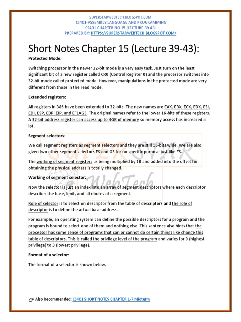 Cs401 Short Notes Chapter 15 Pdf Pdf Computer Architecture Computer Engineering