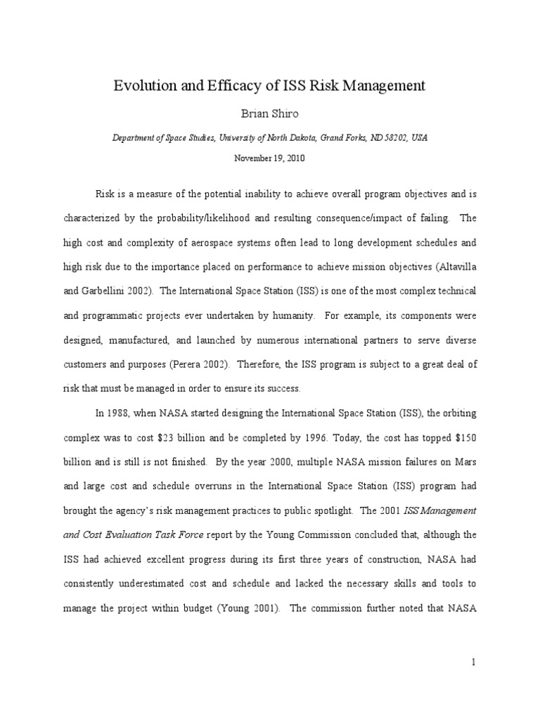 Evolution and Efficacy of ISS Risk Management | PDF | Risk Management ...