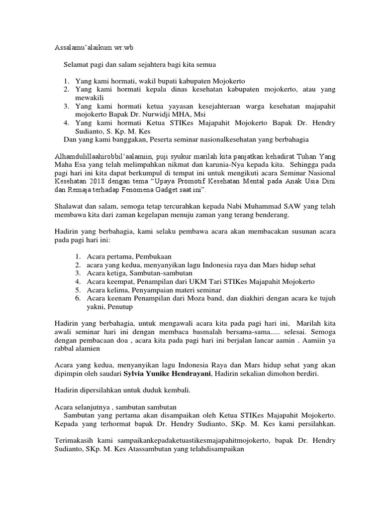 Teks MC Semnas Majapahit Fix | PDF