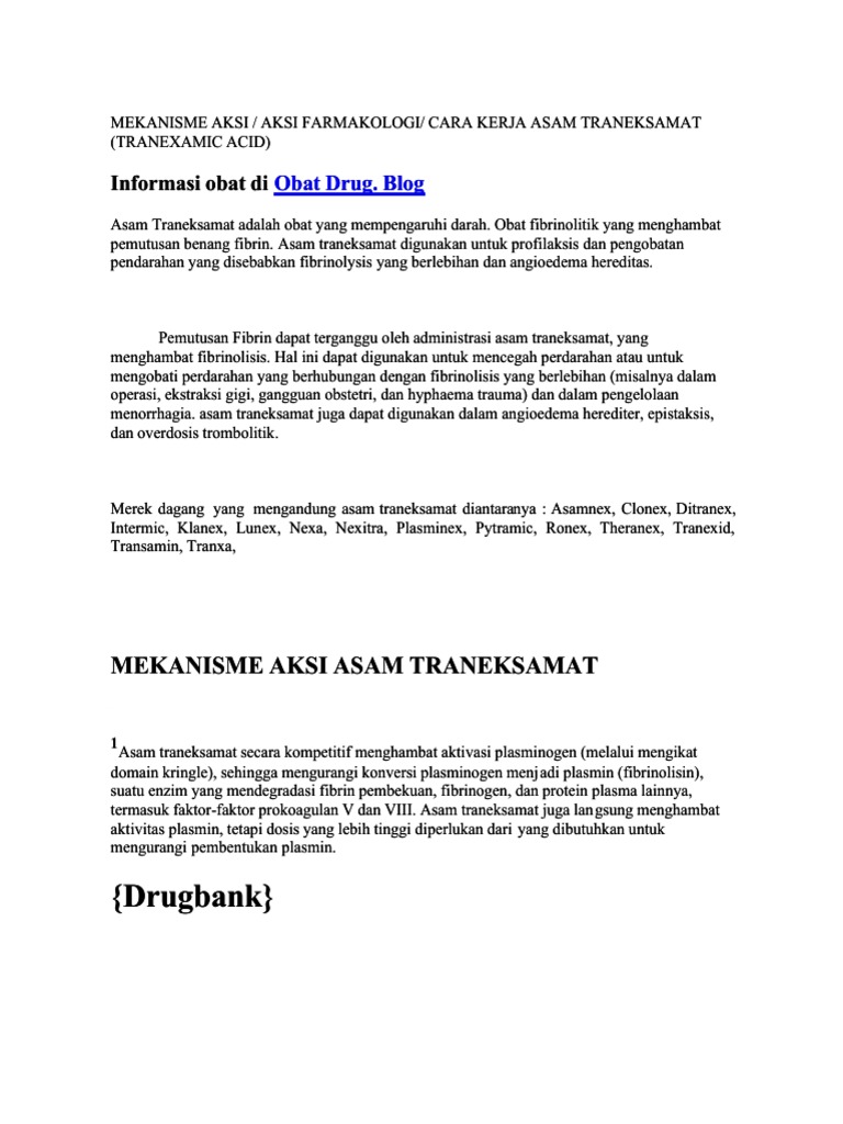 Mekanisme Asam Traneksamat | PDF | Pengembangan Diri