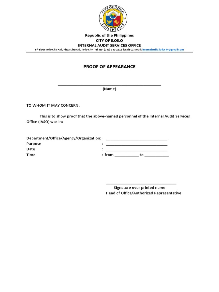 Proof of Appearance | PDF