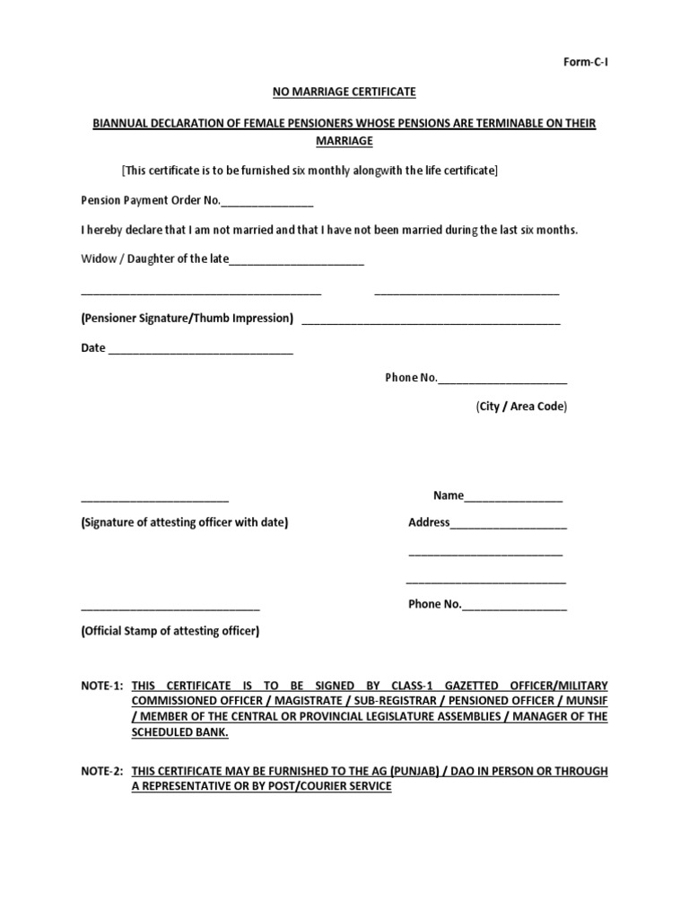 No Marriage Certificate Form C I PDF | PDF