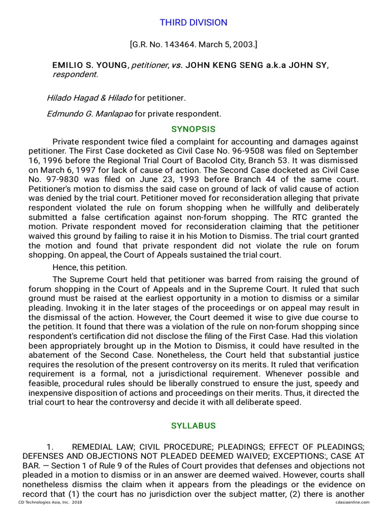 Supreme Court Ruling on Forum Shopping | PDF | Finance & Money ...