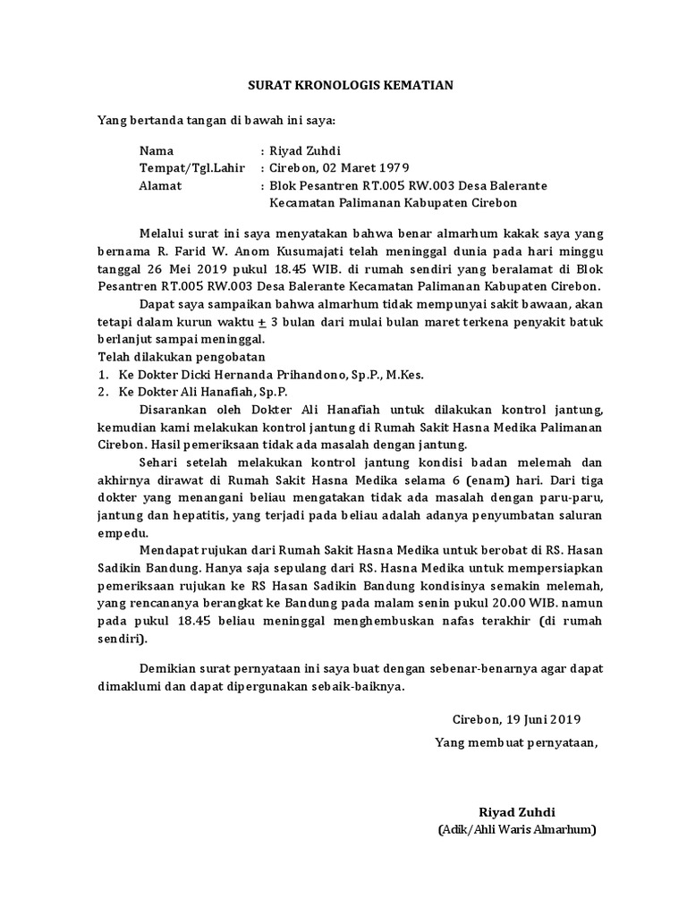 Surat Kronologis Kematian | PDF