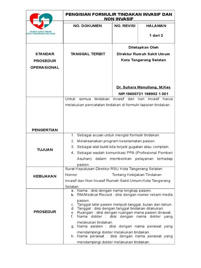 SPO Tindakan Invasif Dan Non Invasif | PDF