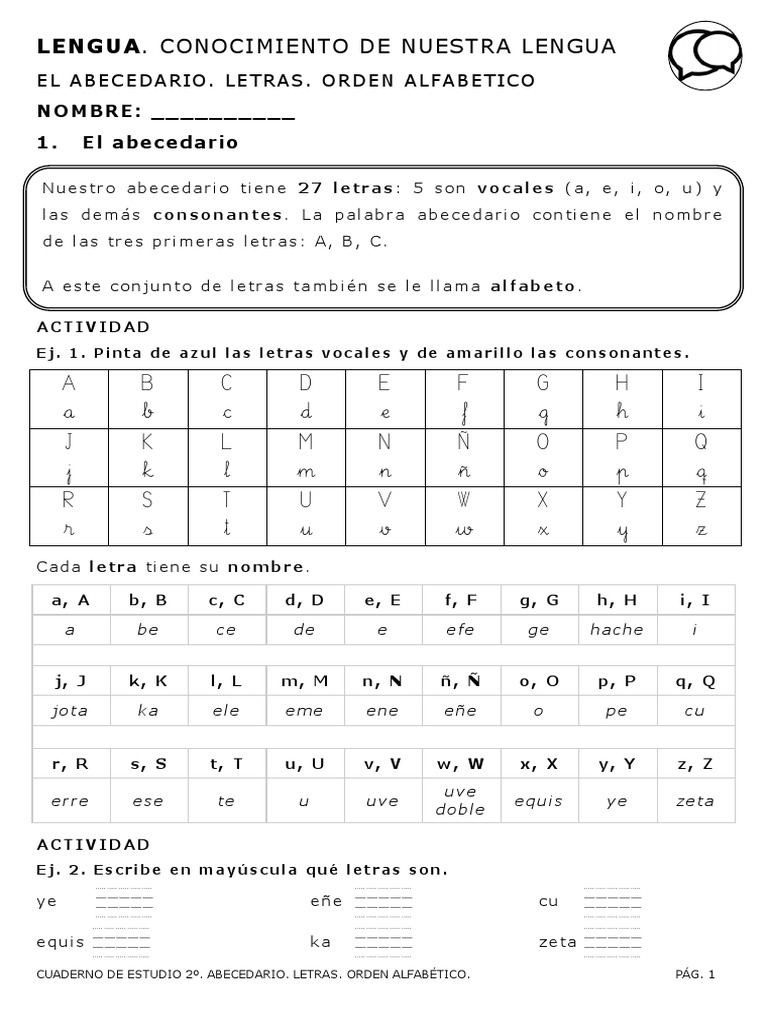Actividades de Orden Alfabético para Niños | PDF | Artes del Lenguaje y ...
