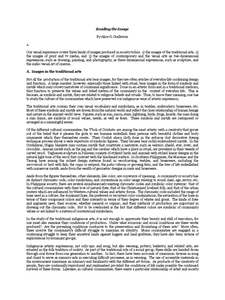 Reading The Image (Alice Guillermo) | PDF