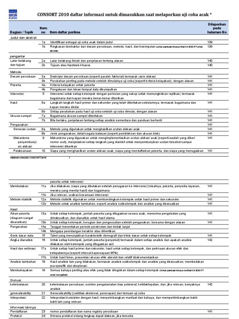 CONSORT 2010 Checklist | PDF