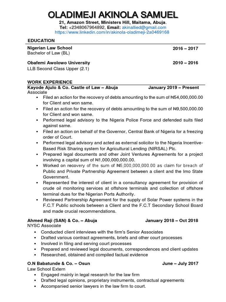 Oladimeji Akinola Samuel Resume | PDF