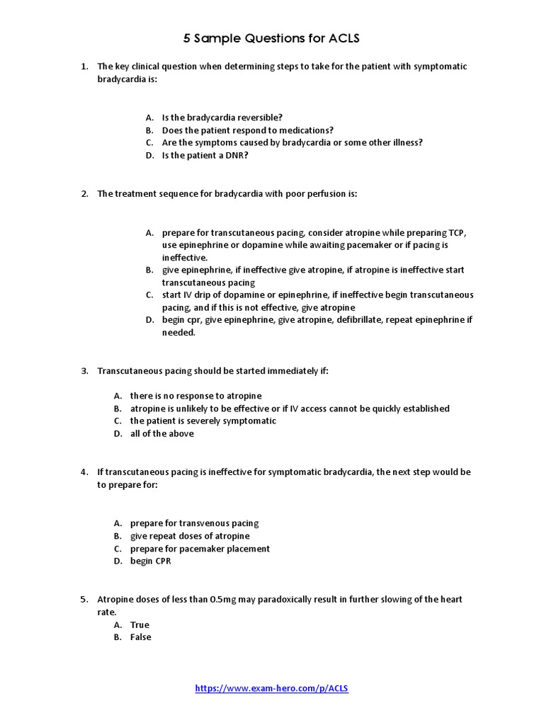 ACLS Test Questions | PDF