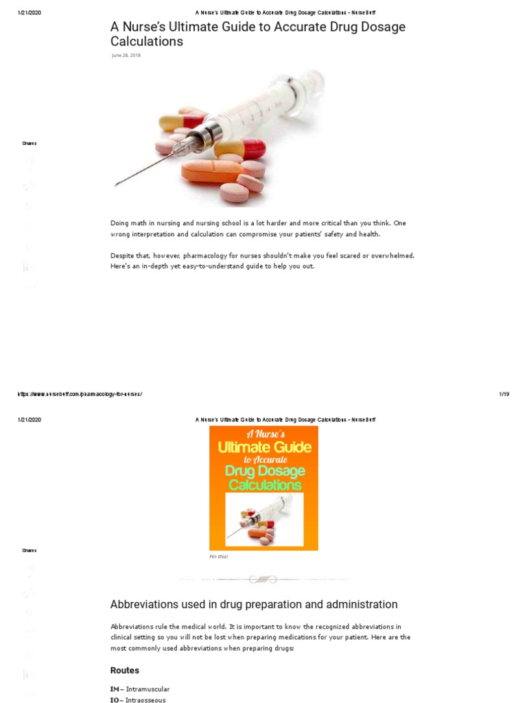 A Nurse's Ultimate Guide To Accurate Drug Dosage Calculations ...