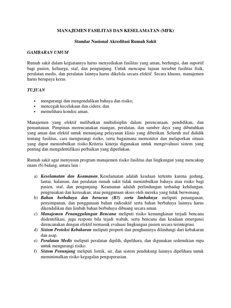 Manajemen Fasilitas Dan Keselamatan | PDF