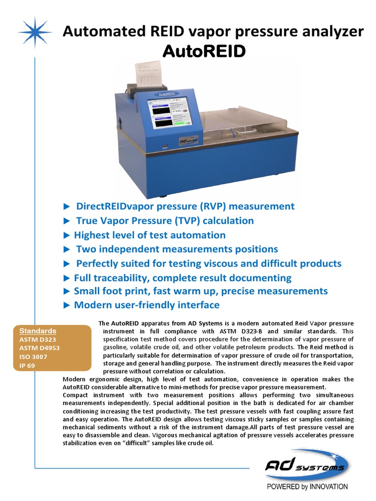 Automated Reid Vapor Pressure Analyzer | PDF