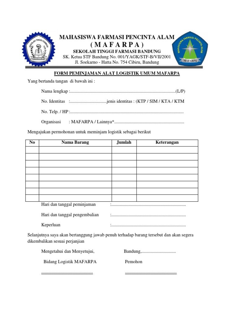 Form Peminjaman Alat | PDF