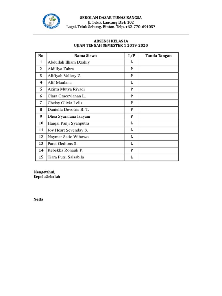 Absensi 2019-2020 | PDF
