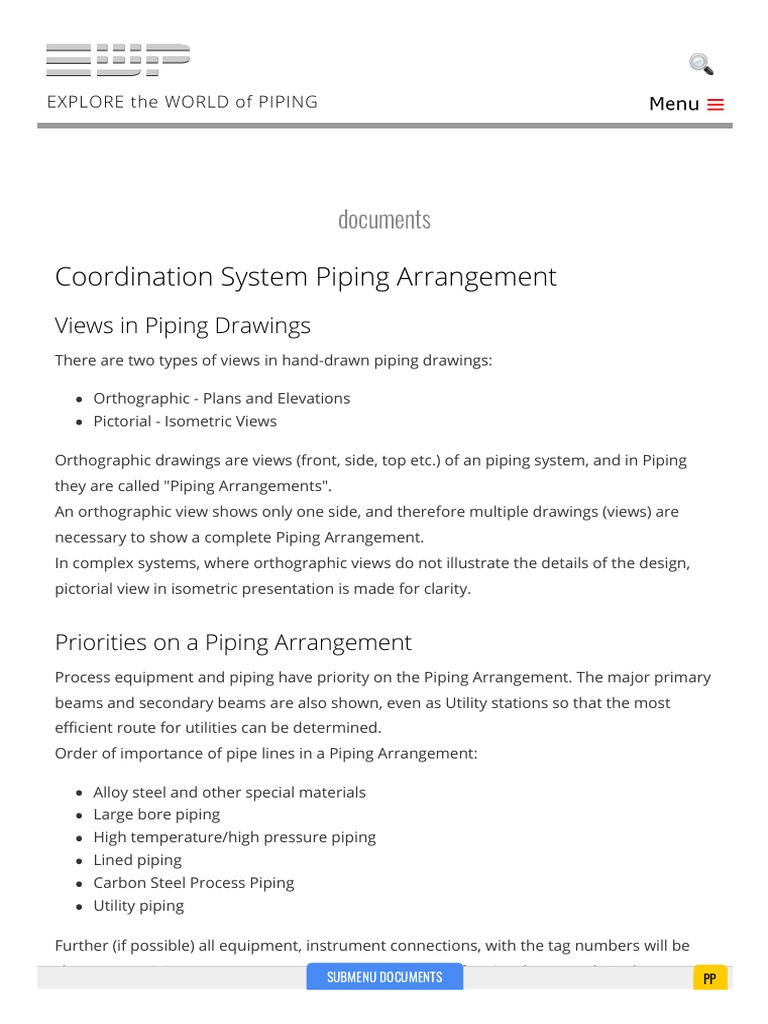 Piping Coordination System - Piping Arrangement PDF | PDF