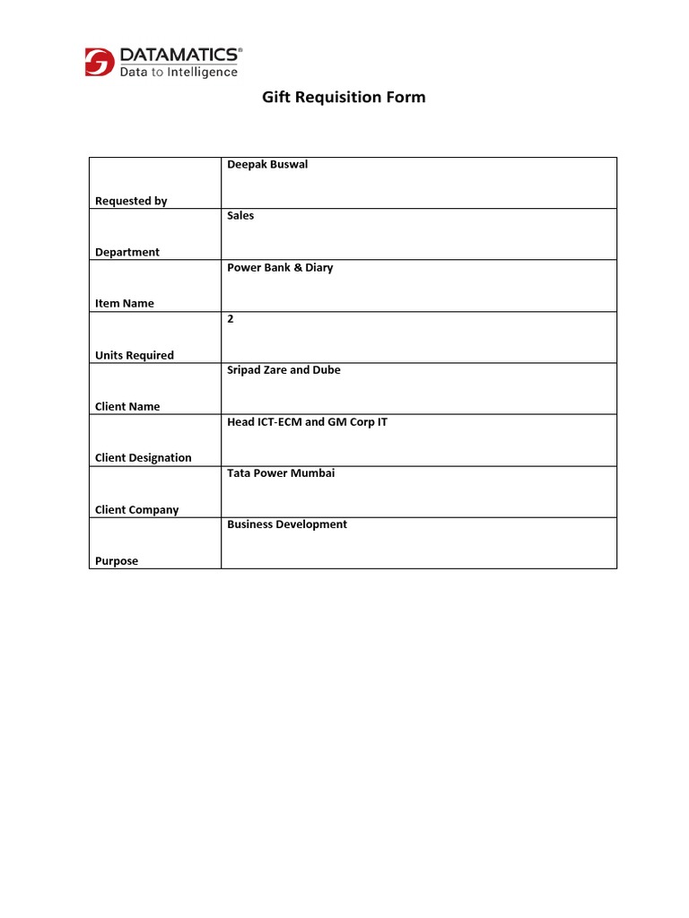 Gift Requisition Form | PDF