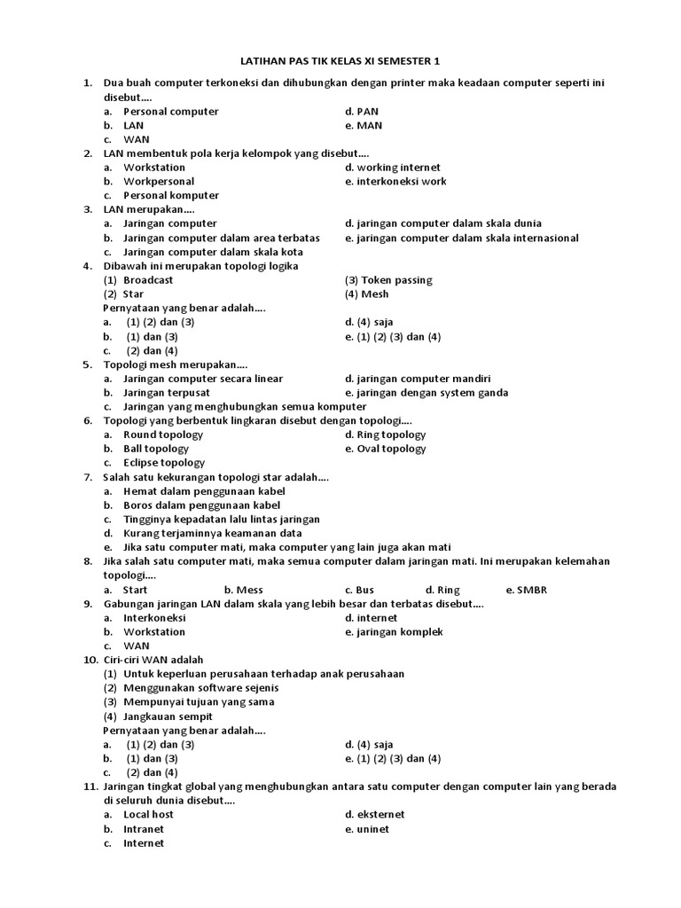 Latihan TIK XI | PDF
