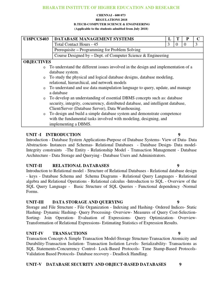 Dbms & MC Syllabus | PDF