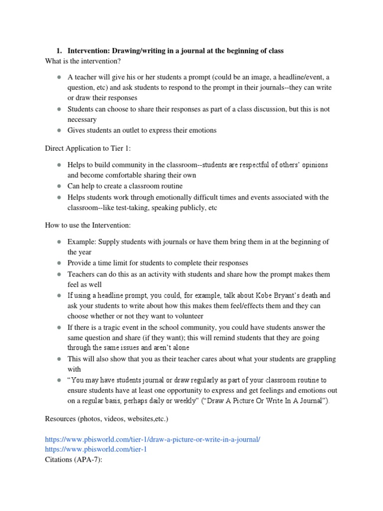 Examples of Tier 1 Classroom Interventions | PDF | Career & Growth