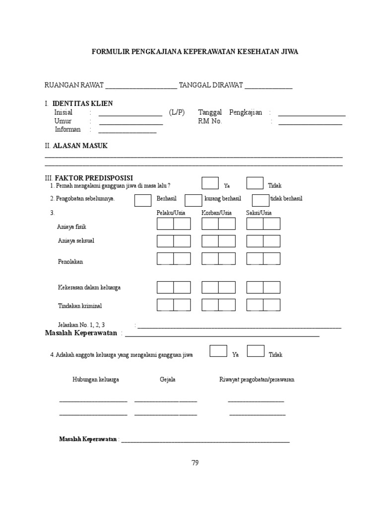 FORM Pengkajian Keperawatan Jiwa | PDF